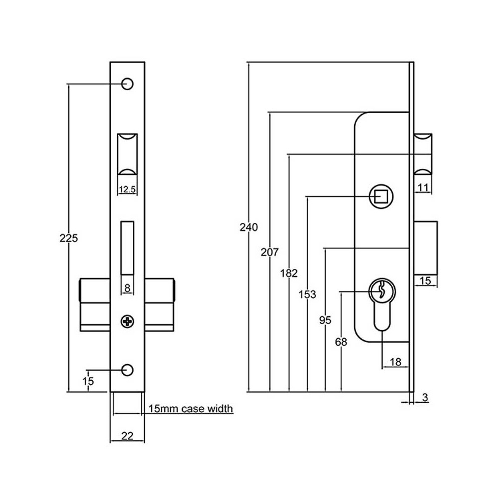 NARROW LATCH DEADLOCK Mortice Lock | GATEMASTER