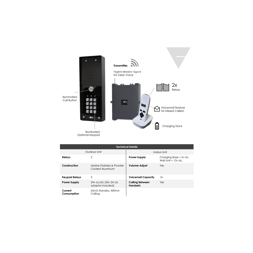 AES DECT 603-AB-EU AUDIO GATE INTERCOM KIT | AES